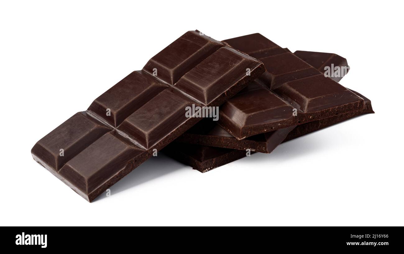 Small dark chocolate pieces isolated on white background Stock Photo ...