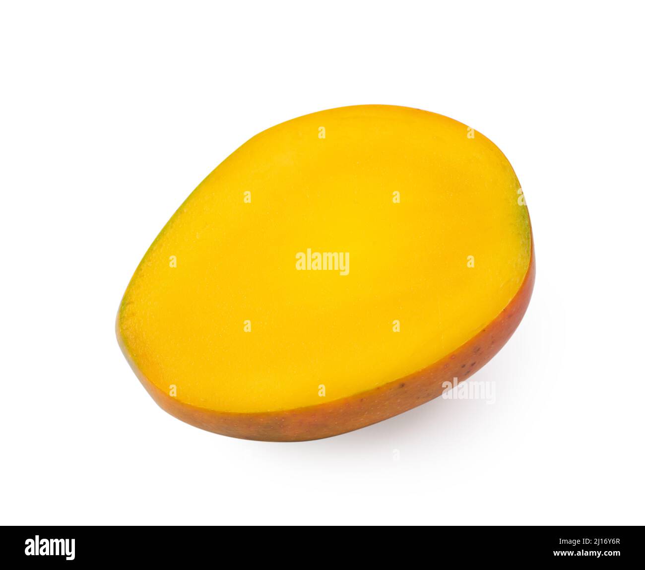 Close up of beautiful delicious ripe mango isolated on white table ...