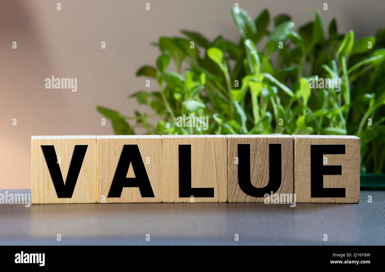 Word values made wooden hi-res stock photography and images - Alamy