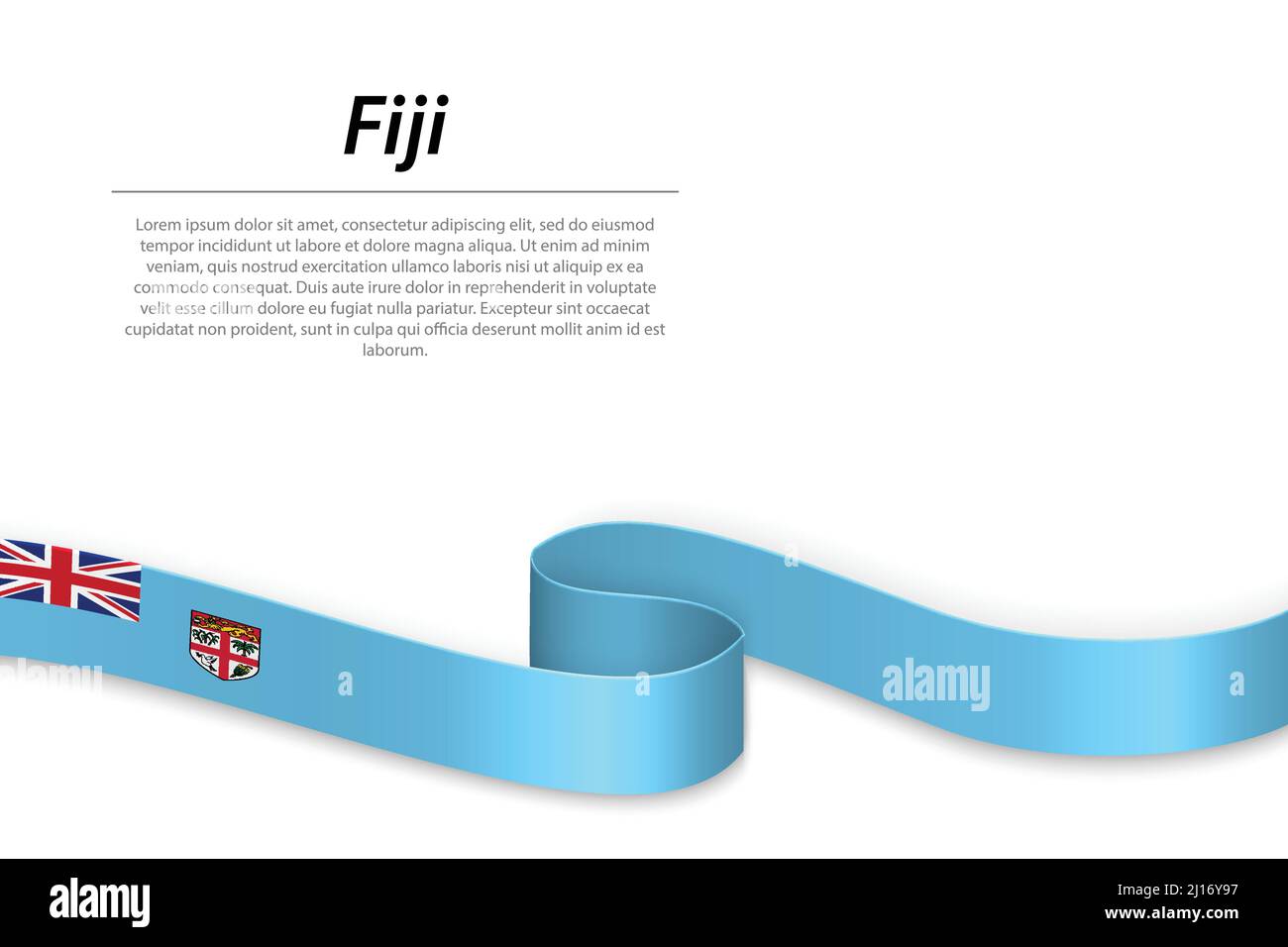 Waving ribbon or banner with flag of Fiji. Template for independence day poster design Stock ...