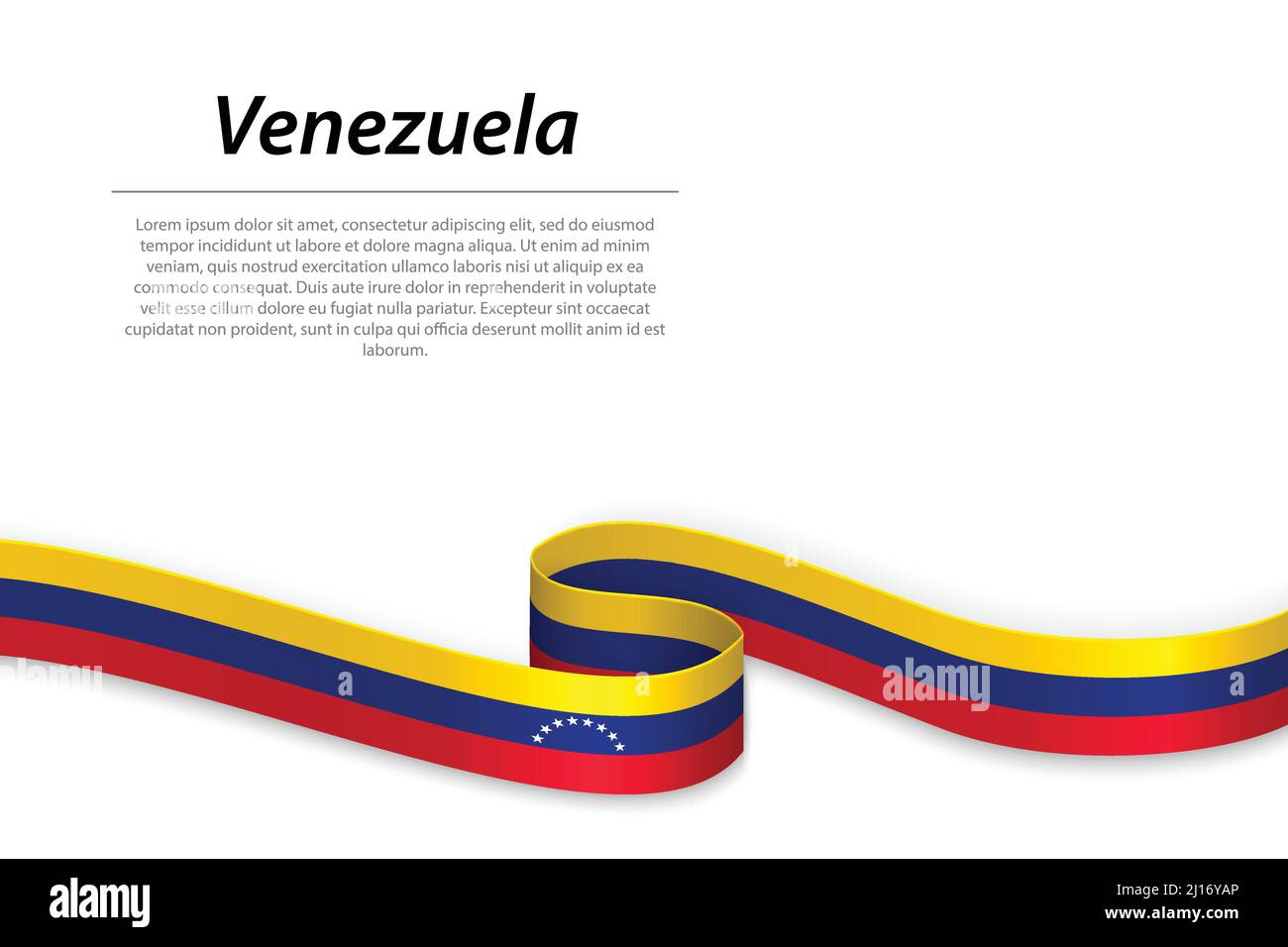 Waving ribbon or banner with flag of Venezuela. Template for ...
