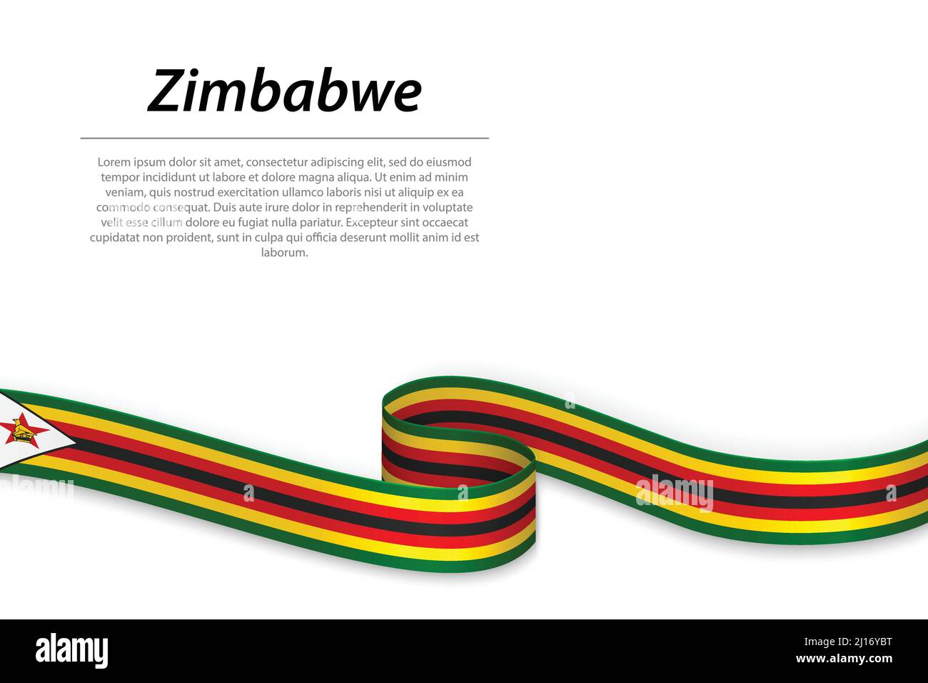 Waving ribbon or banner with flag of Zimbabwe. Template for ...
