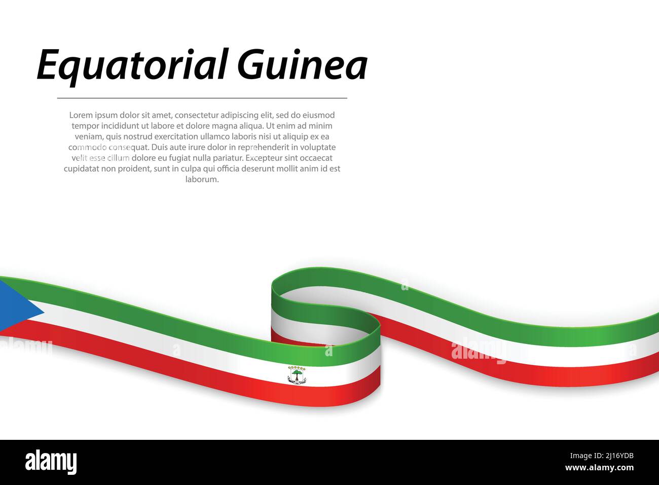 Waving ribbon or banner with flag of Equatorial Guinea. Template for ...