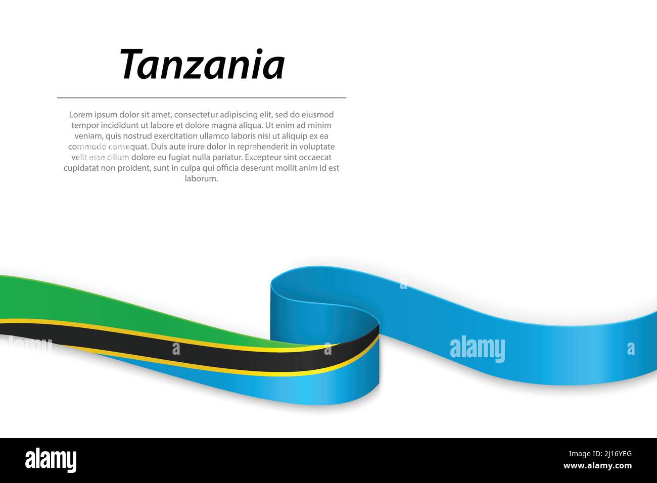 Waving ribbon or banner with flag of Tanzania. Template for ...