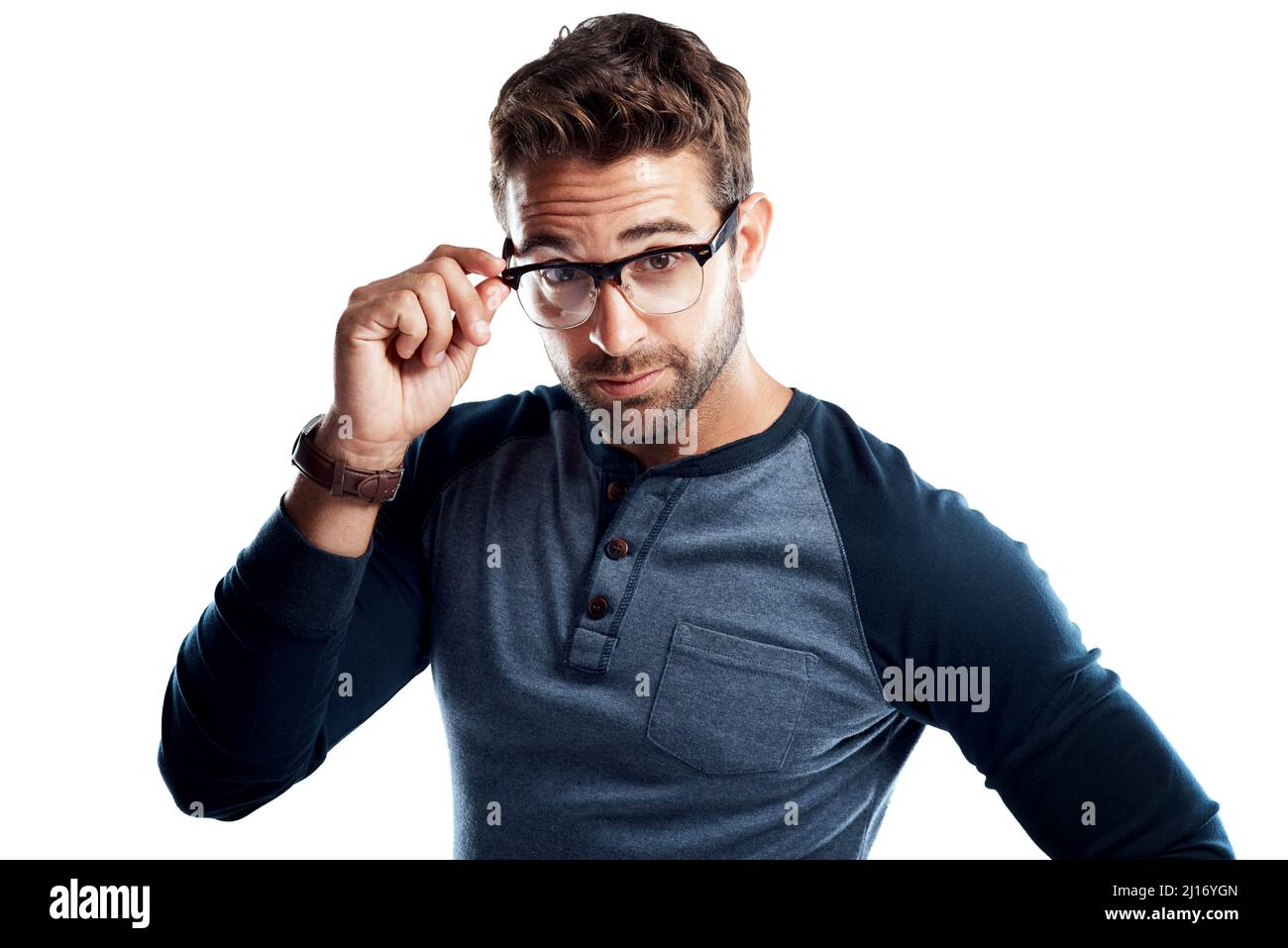 Do you see what I see. Studio portrait of a young man posing against a ...