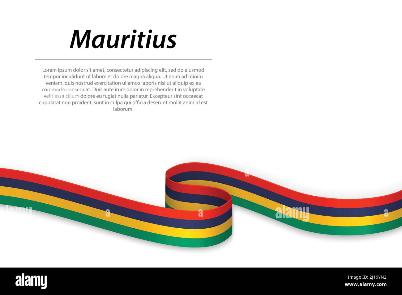 Waving ribbon or banner with flag of Mauritius. Template for ...