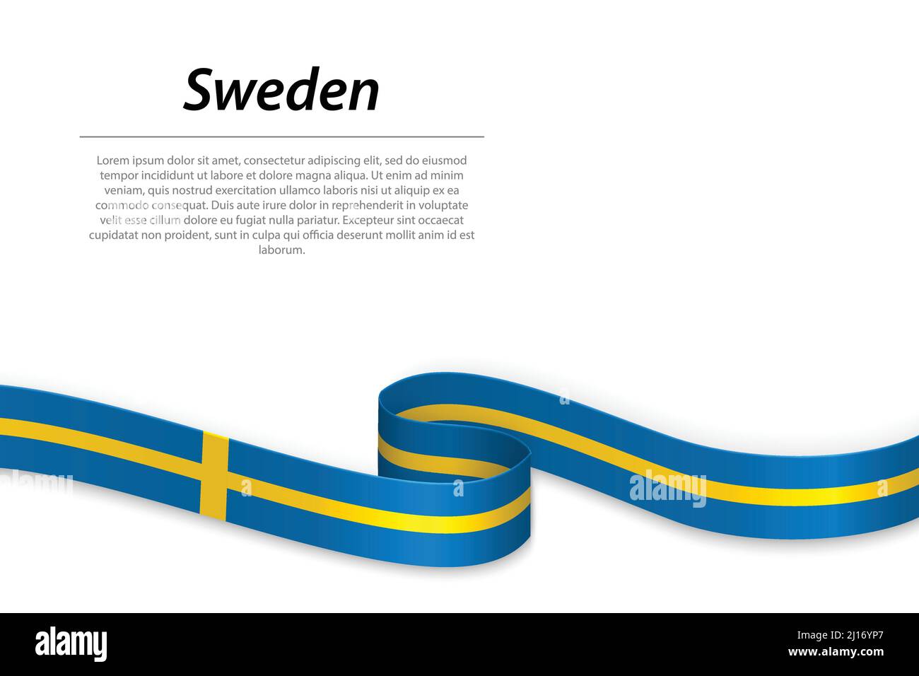 Waving ribbon or banner with flag of Sweden. Template for independence ...