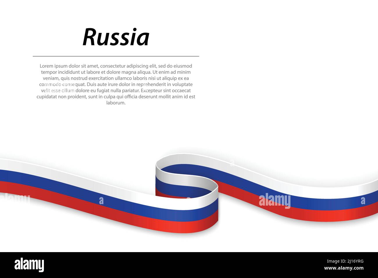 Waving ribbon or banner with flag of Russia. Template for independence ...