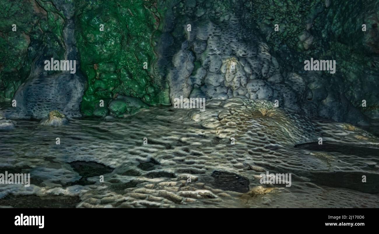 bizarre speleotremes in an underground cave, subterranean landscape ...