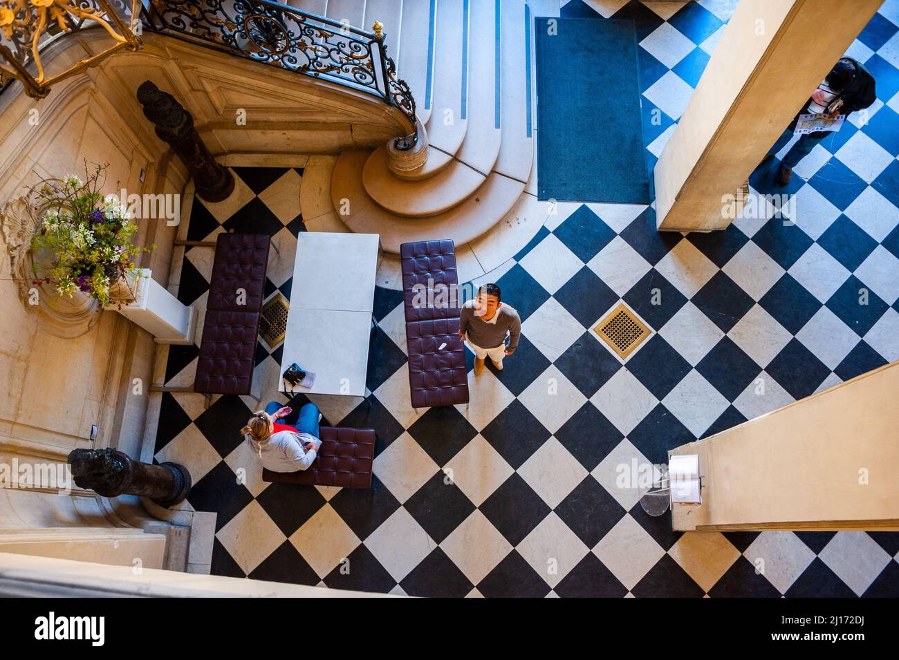 Paris, France, Inside, High Angle View, inside, People, Staircase in ...