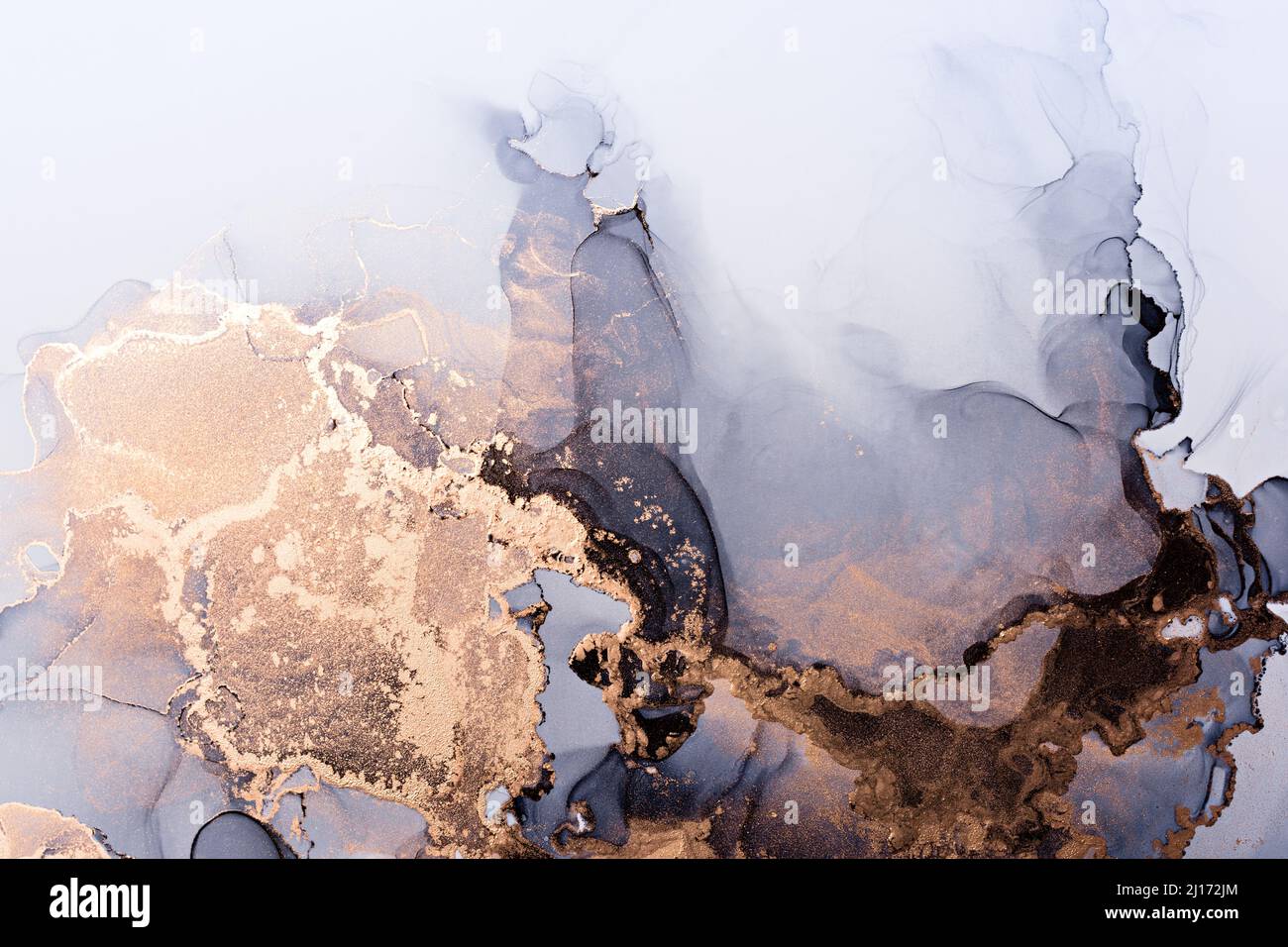 Close-up of grey and golden alcohol ink abstract texture, trendy ...