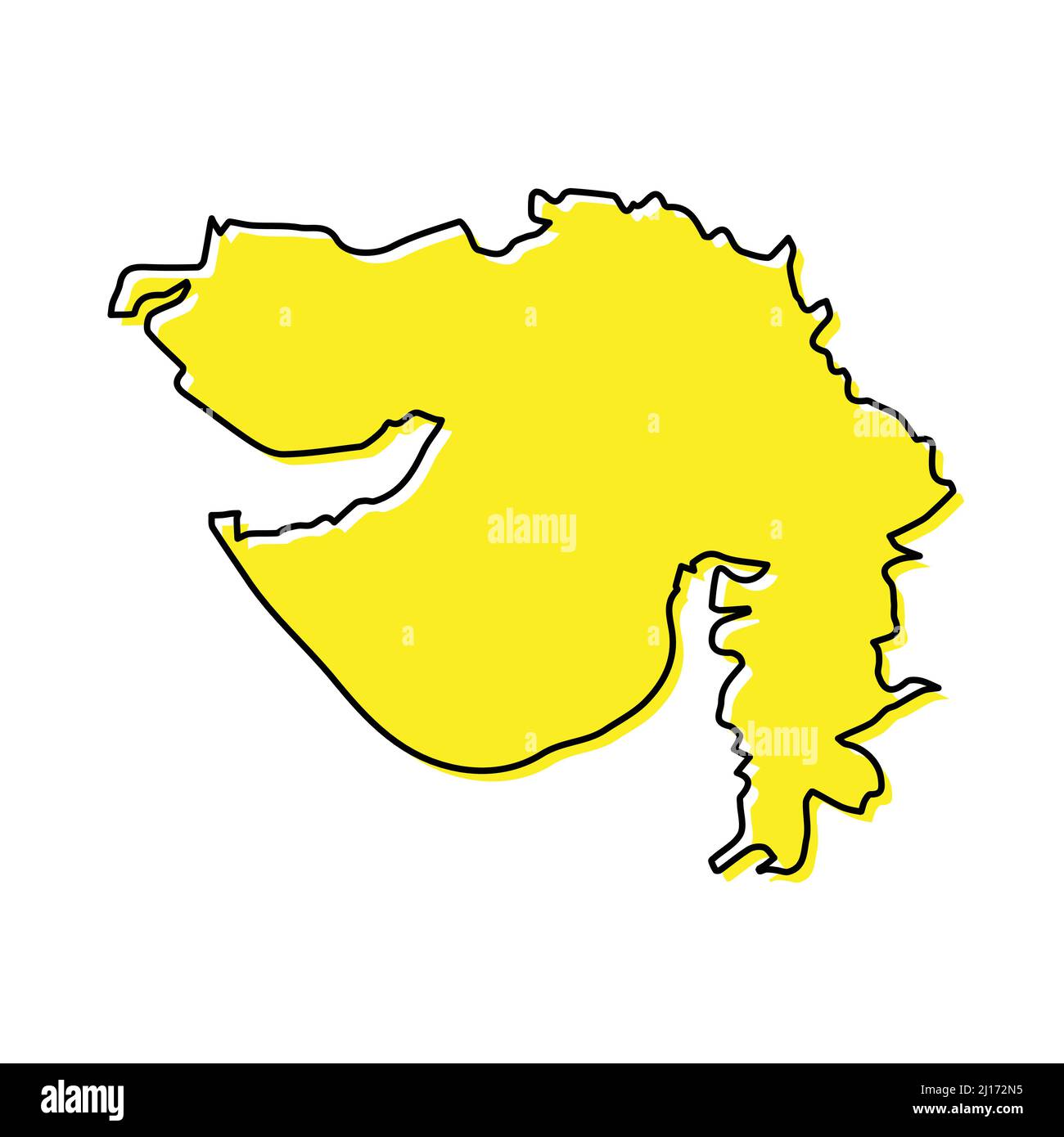 Simple outline map of Gujarat is a state of India. Stylized minimal ...