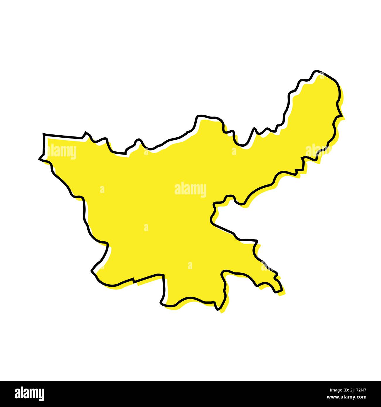 Simple outline map of Jharkhand is a state of India. Stylized minimal ...