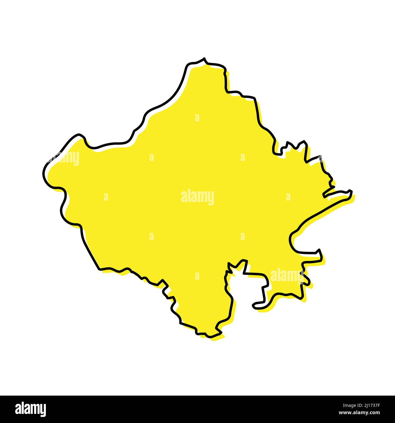 Simple outline map of Rajasthan is a state of India. Stylized minimal ...