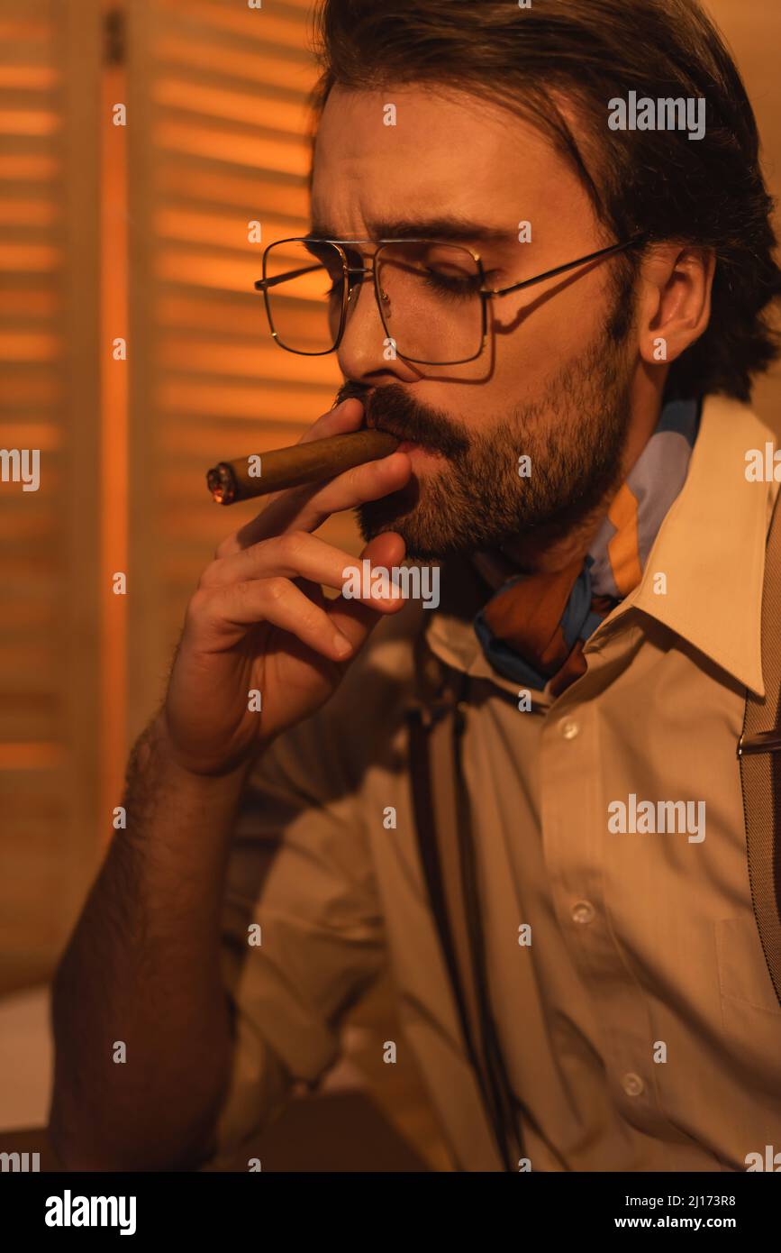 Portrait young man smoking cigar hi-res stock photography and images ...
