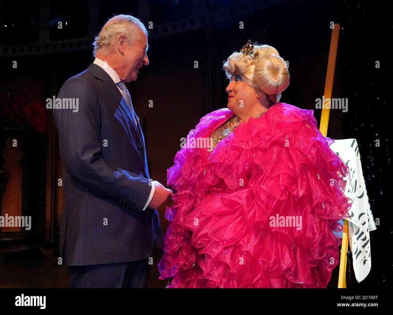 The Prince of Wales meets drag queen May McFettridge at the re-opening ...