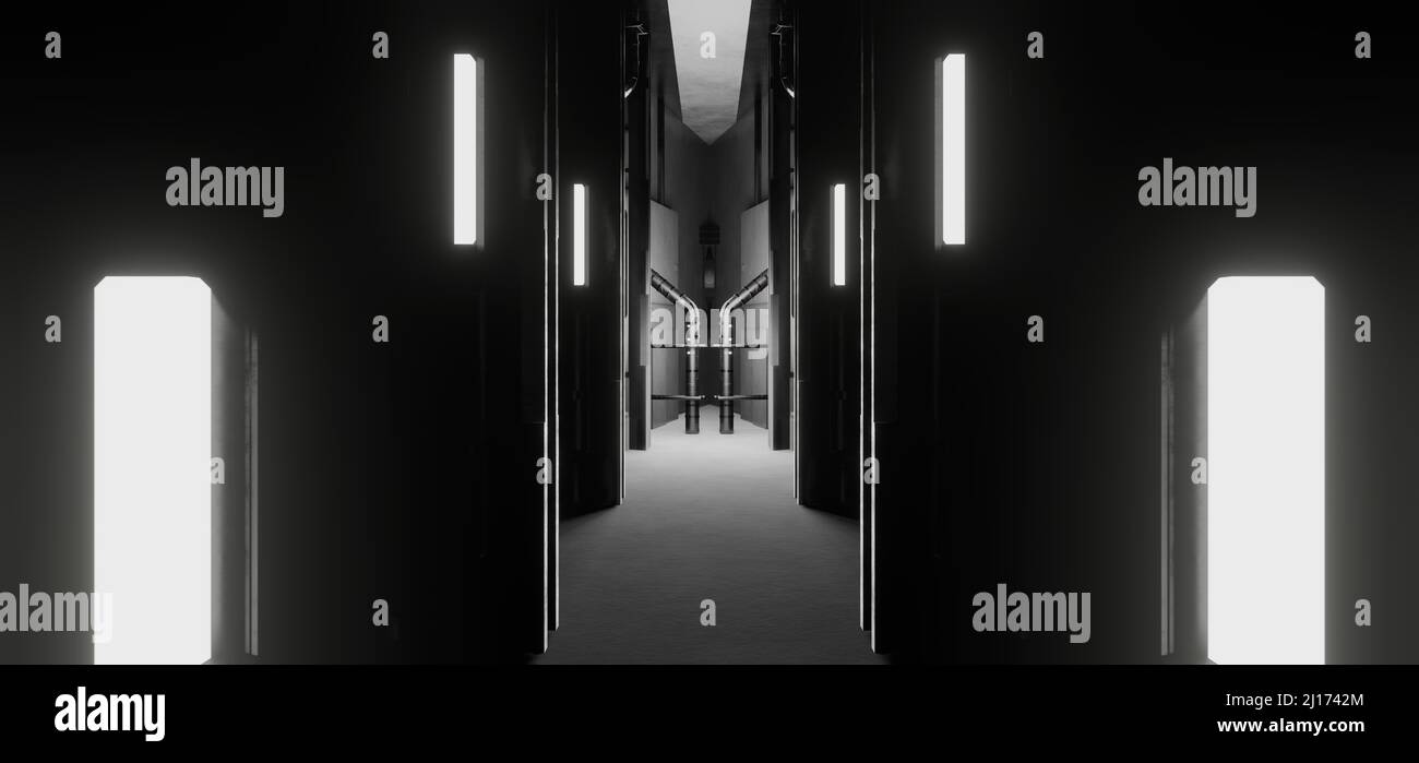 Underground Tunnel Corridor Cement Asphalt Basement Hallway Warehouse ...