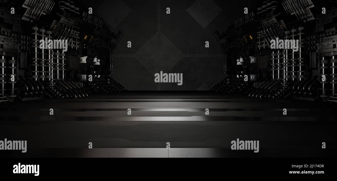 Empty Futuristic Cyber Hall Studio Cyber Future Stage Corridor Silver ...