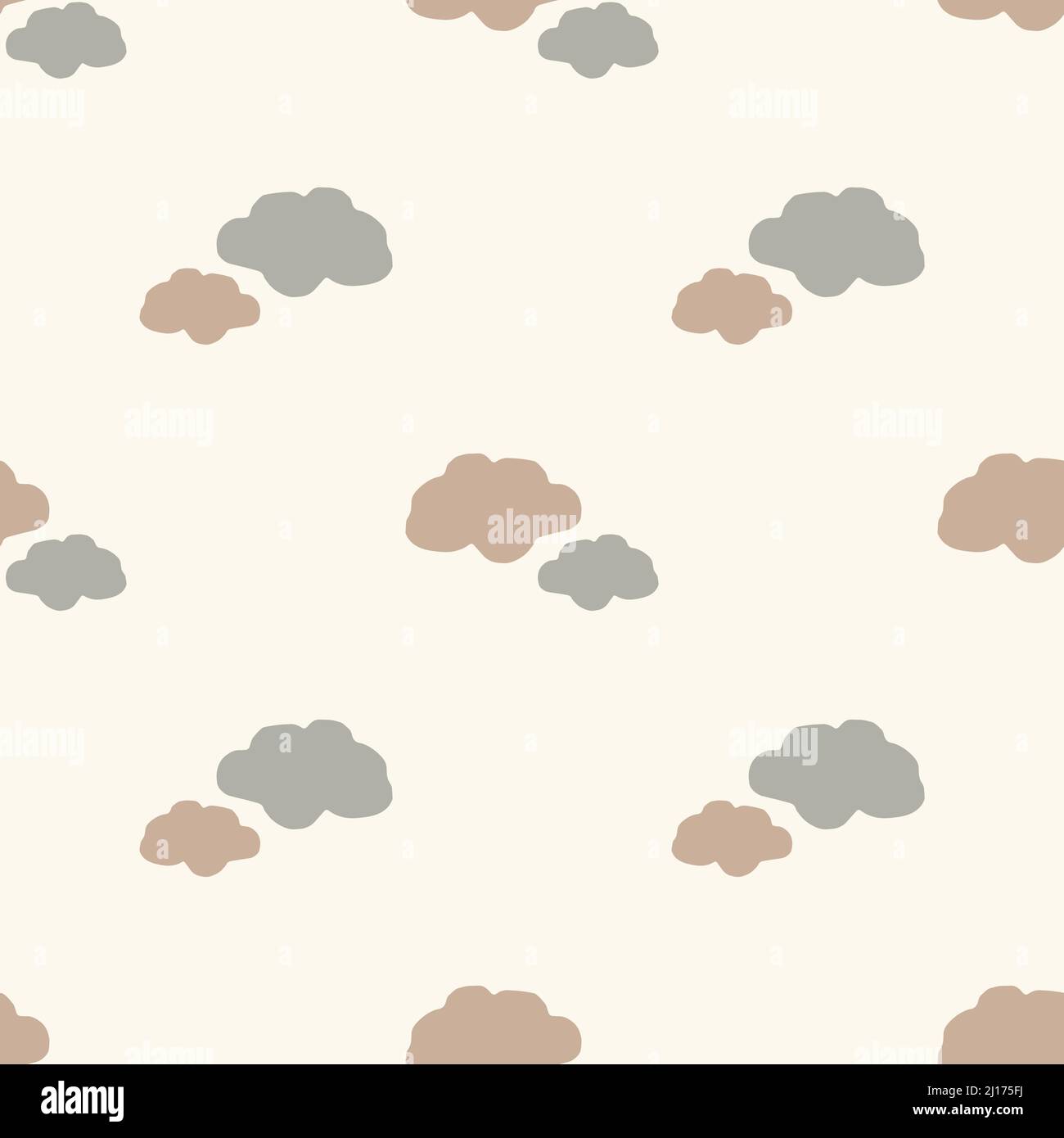 Calm newborn minimal cloud sky seamless pattern. Gender neutral baby ...
