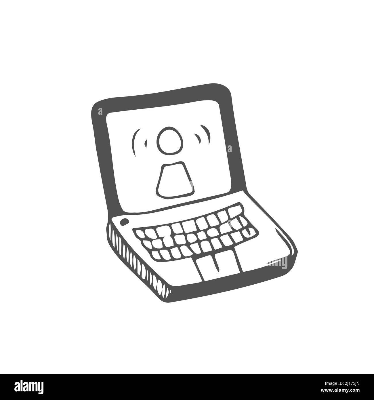 Doodle laptop icon in vector. Hand drawn laptop icon. Doodle computer ...