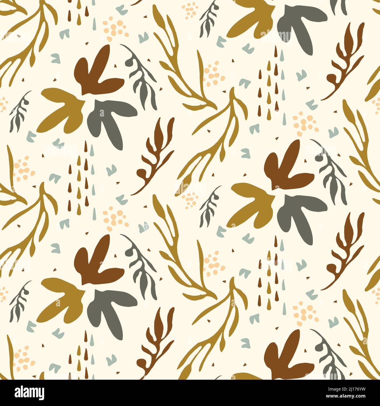 Gender neutral floral seamless vector background. Simple whimsical 2 ...