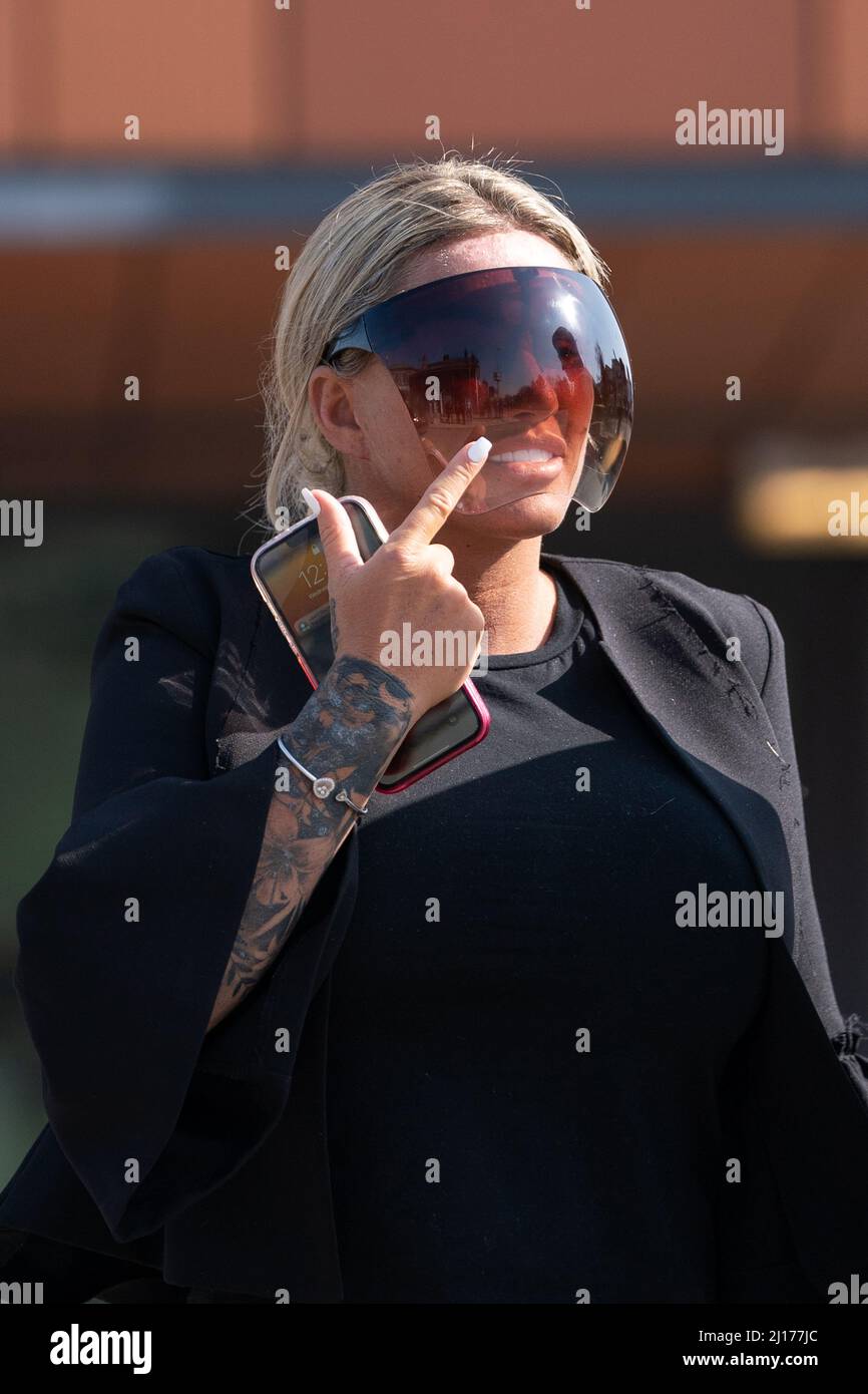 Katie Price outside Colchester Magistrates' Court, Essex where partner ...