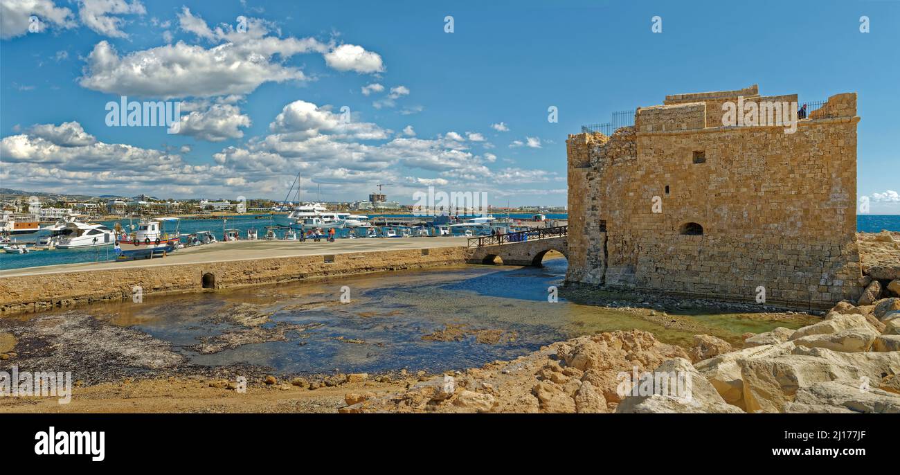 Paphos Castle on the edge of Paphos harbour in Cyprus Stock Photo - Alamy