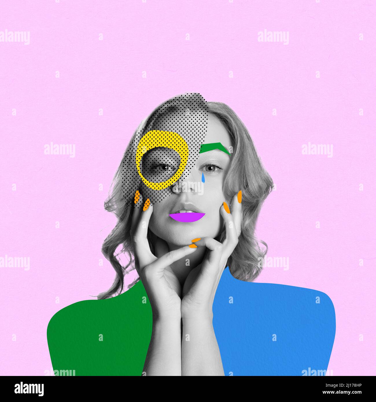 Contemporary artwork. Creative picture. Inspiration, idea, trendy urban ...