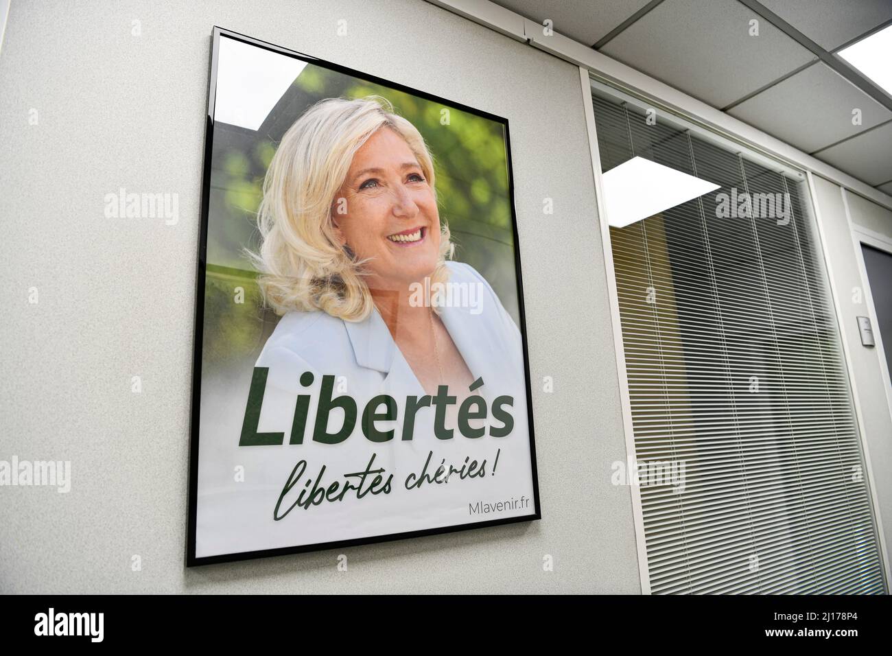 Campaign poster illustration of Marine Le Pen candidate of the ...