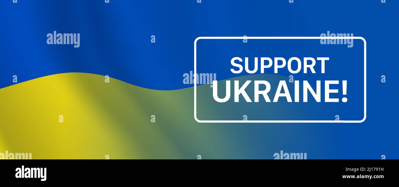 Support Ukraine vector banner design with Ukraine flag background Stock ...