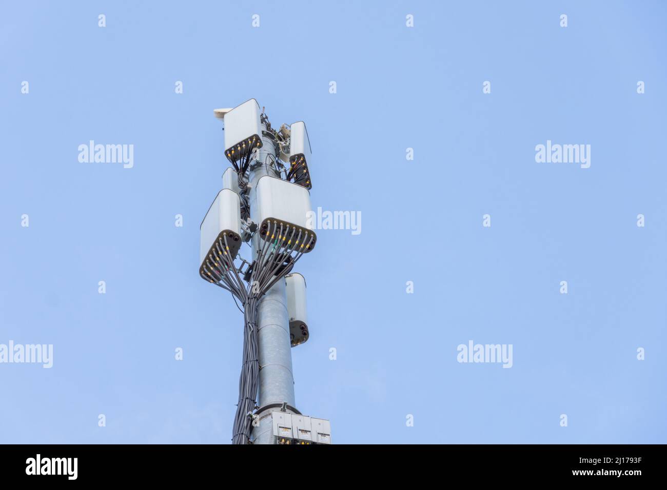 Cellular macro Base Transceiver Station. Telecommunication tower ...