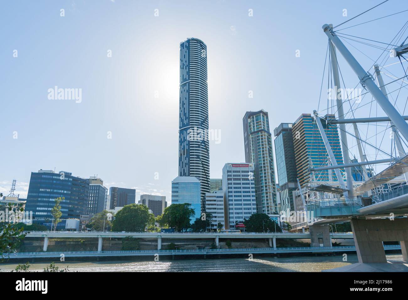 Brisbane, Australia April 27, 2016; tallest city building obscures sun ...