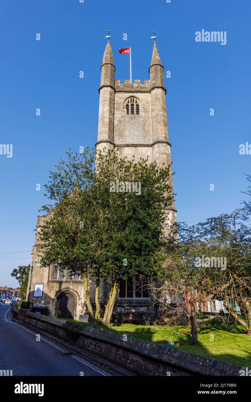 Tower of the redundant 15th century church of St Peter's, a landmark in ...