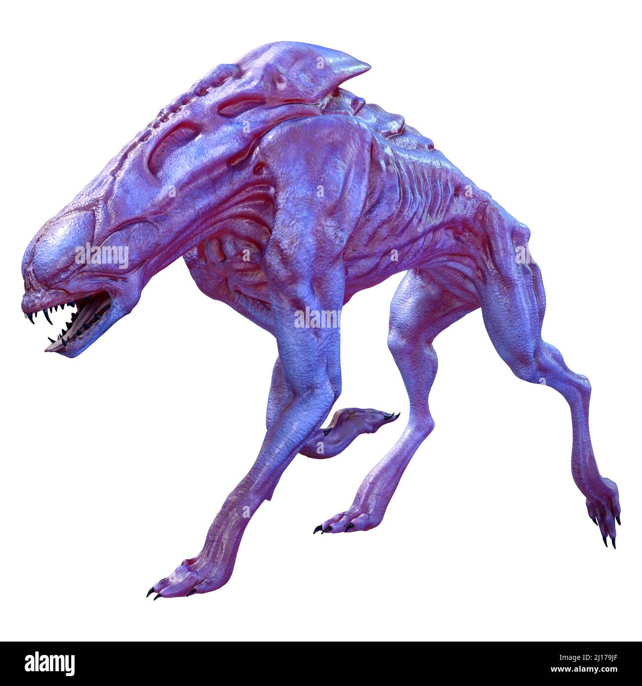 3D rendering of a science fiction alien dog isolated on white ...