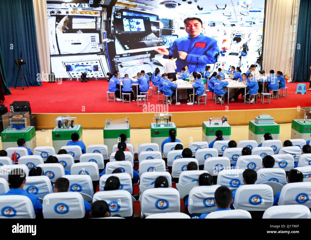 ZHANGYE, CHINA - MARCH 23, 2022 - Students listen to the second class ...