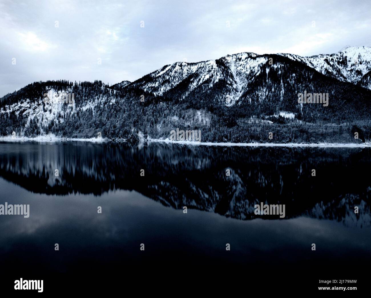 Sylvenstein Lake Bavarian Alps in Winter, Upper Bavaria, Germany Stock ...