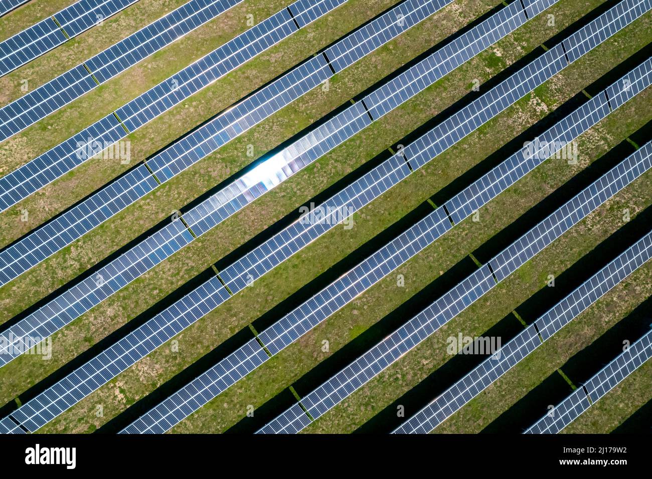 Aerial top view drone of solar panel, photovoltaic, alternative ...
