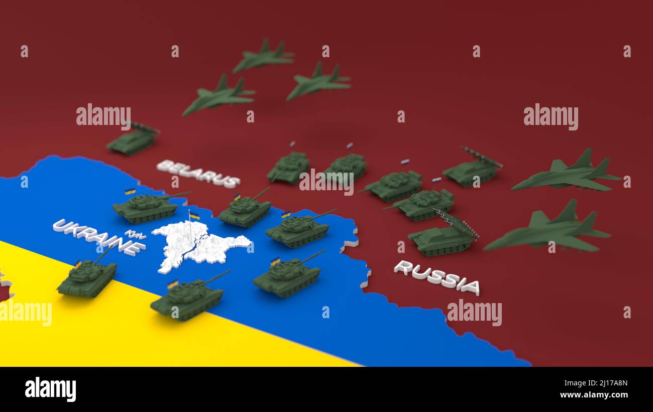 3d stylized schemitic map of Kyiv Kiev capital cyty of Ukraine ...