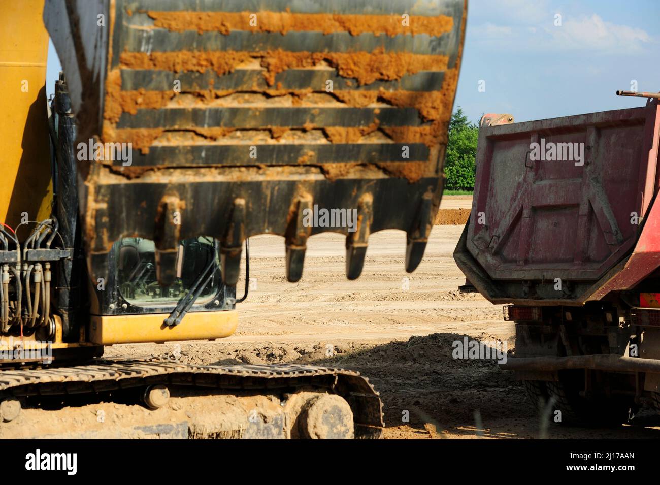 earth, earthworks, excavator, bucket, layer, removal, mining, heavy ...