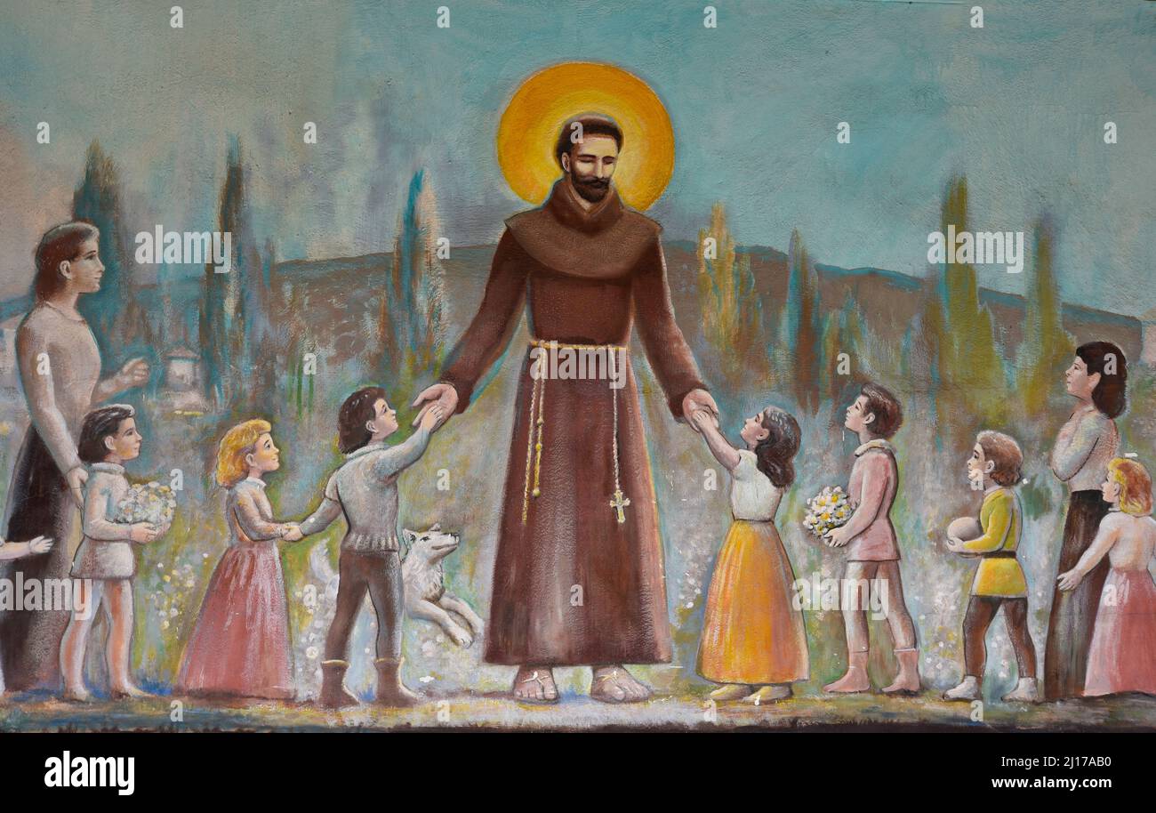 A mural painted on an exterior wall of a former Catholic school in ...