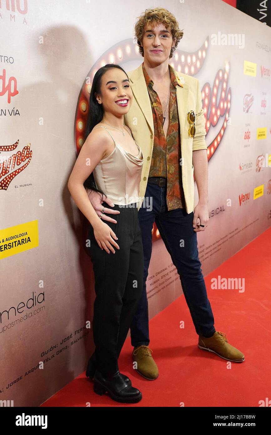 Spanish actors Dianne Jacobs and Alexandre Ars attend to 'Fama. El Musical' premiere on March 22 ...