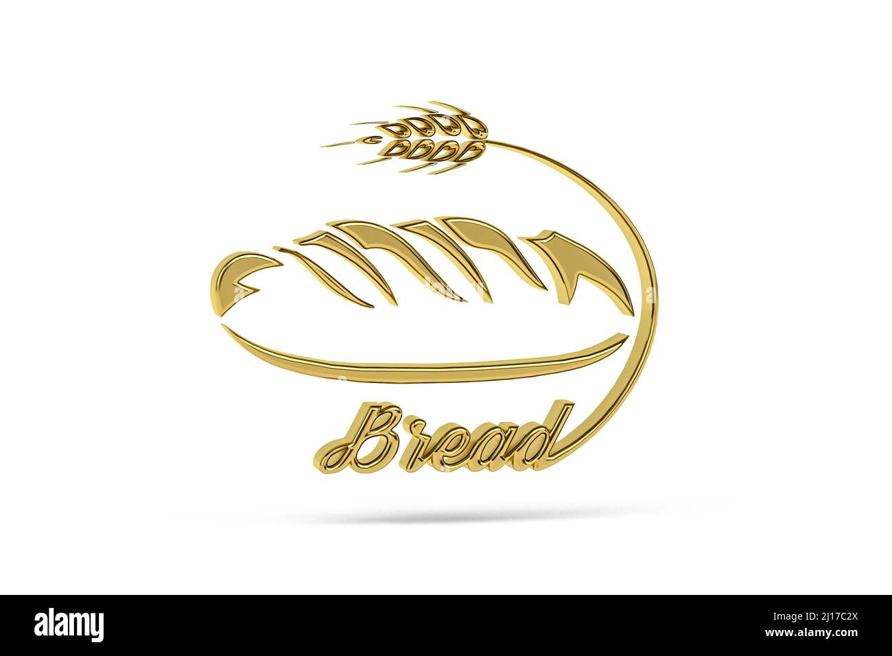 Golden 3d bread icon isolated on white background - 3d render Stock ...