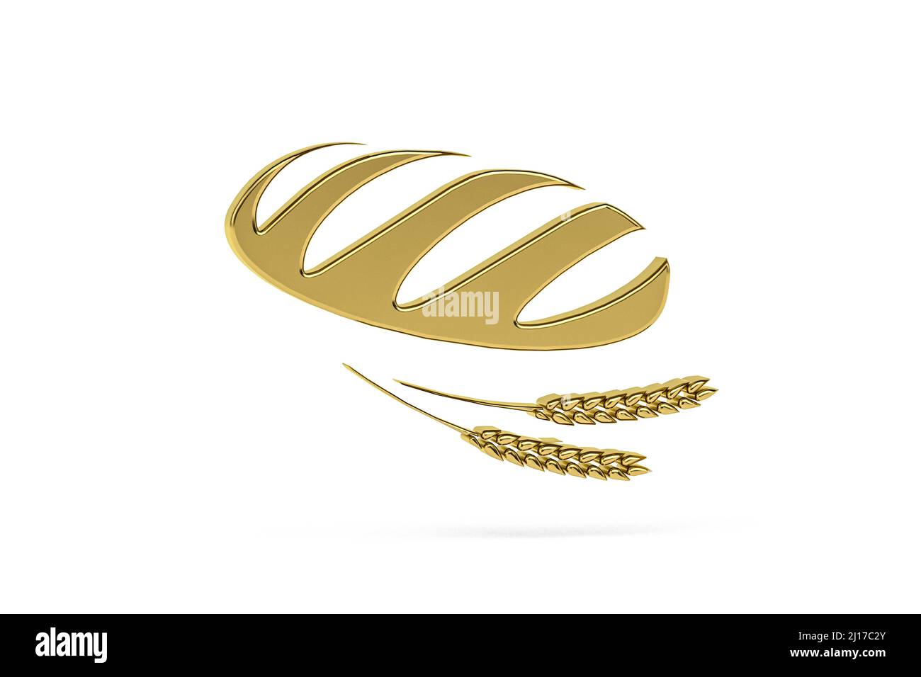 Golden 3d bread icon isolated on white background - 3d render Stock ...