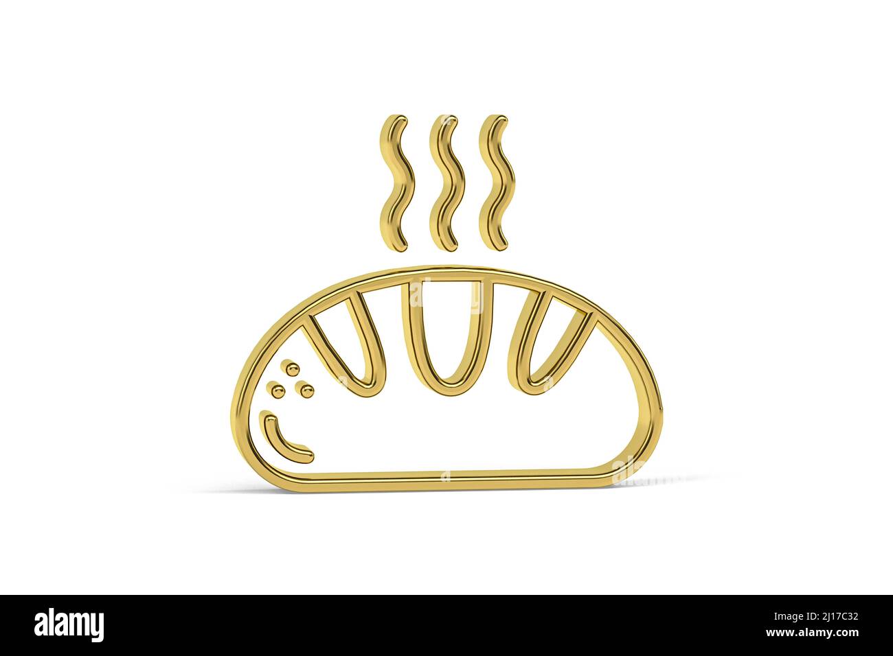 Golden 3d bread icon isolated on white background - 3d render Stock ...
