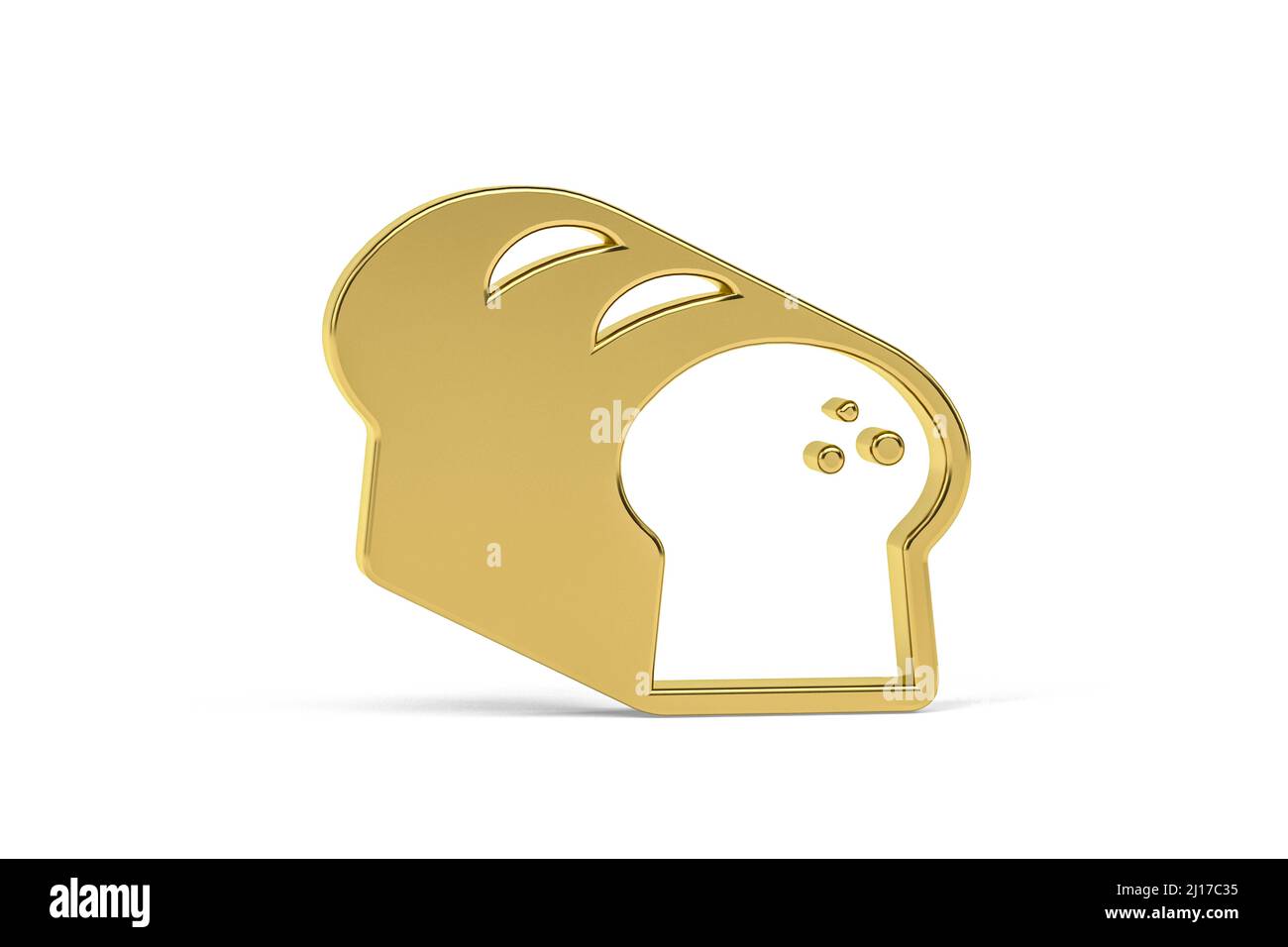 Golden 3d bread icon isolated on white background - 3d render Stock ...
