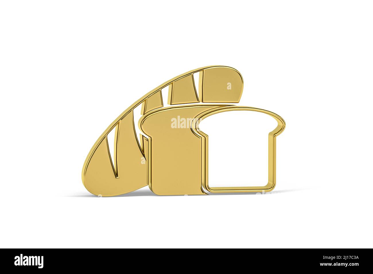 Golden 3d bread icon isolated on white background - 3d render Stock ...