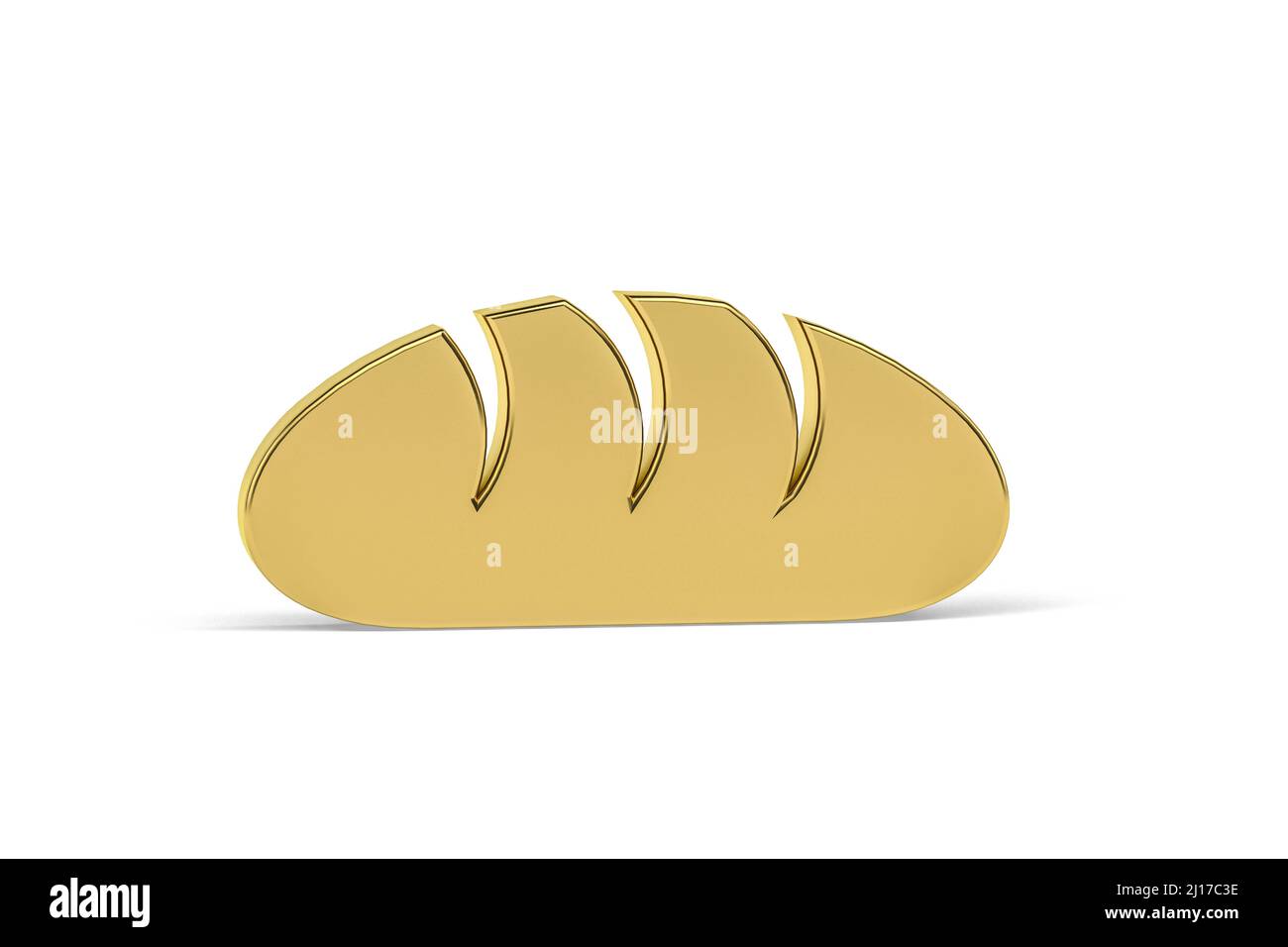 Golden 3d bread icon isolated on white background - 3d render Stock ...