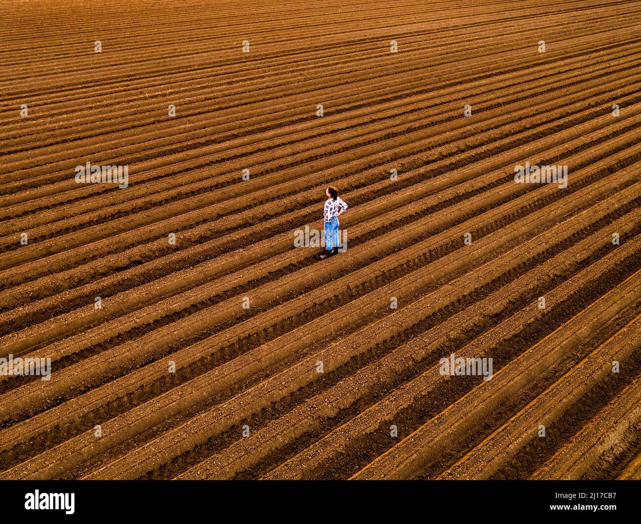 Aerial view agricultural field farmer hi-res stock photography and ...