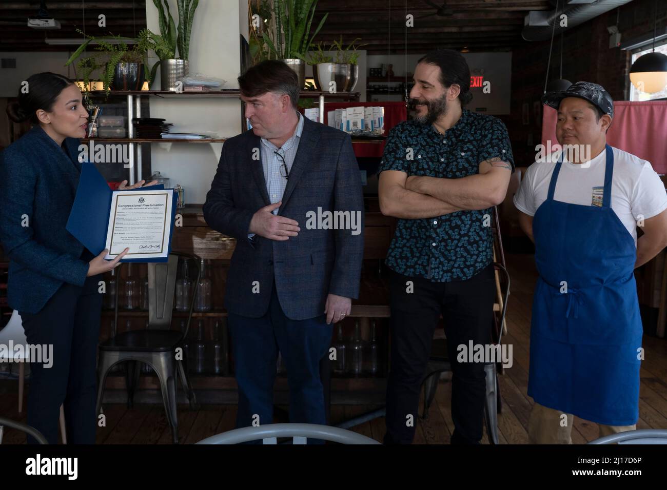 United States Congresswoman Alexandria Ocasio-Cortez standing alongside ...