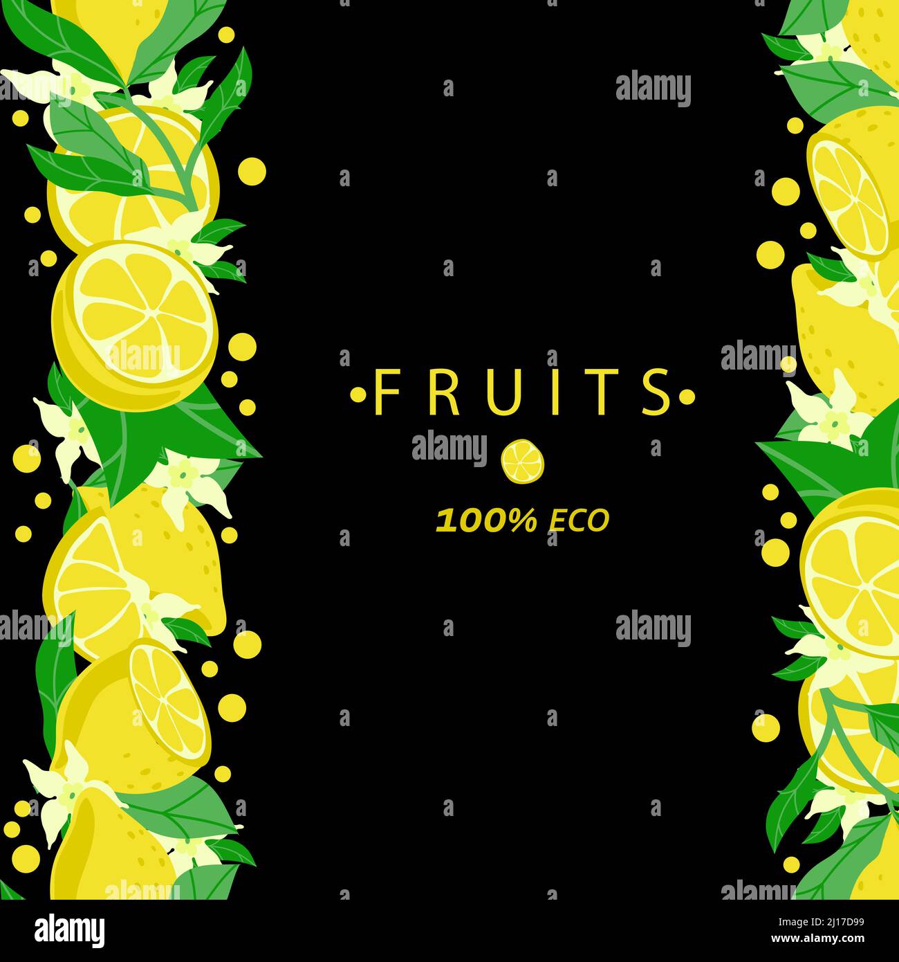 Banner with lemons, leaves and flowers. Great design for citrus market ...